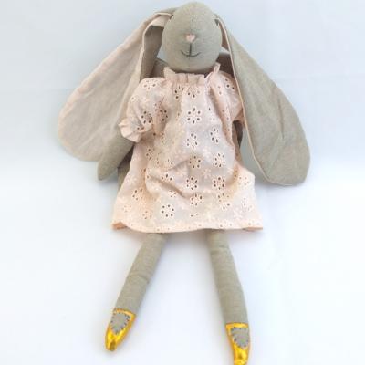 China Linen Soft Plush Toy Stuffed Bunny With Dress Skin Friendly For Girls Gifts for sale