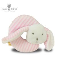 China 10cm Safe Huggable Soft Toys Pp Cotton Loveable Pink Bunny Rattle for sale