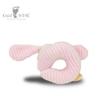 China 10cm Safe Huggable Soft Toys Pp Cotton Loveable Pink Bunny Rattle for sale