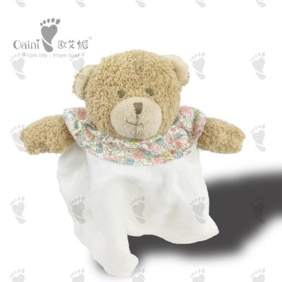 China 27 X 30cm Square Baby Comforter Toy Huggable Teddy Bear Soft Toy Comforter for sale