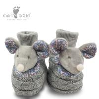 China Warm Infant Baby Girl Shoes Grey Rat Shoe PP Cotton 10 X 9cm for sale