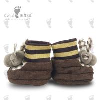 China Comfortable Plush Baby Shoes 6 - 12 Month Warm Brown Infant X'Mas Deer Shoe for sale