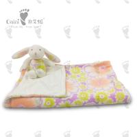 China Baby Bunny Stuffed Security Blanket Flower Print Blanket EcoFriendly 75 X 87cm for sale