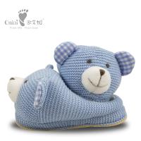China Stuffed Plush Baby Shoes 8cm PP Cotton Warm Bear Blue Head Newborn Shoes for sale
