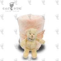 China Baby Purple Newborn Comforter Toy Flannel Bear Plush Blanket 72 X 83cm for sale