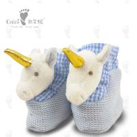 China Safty Soft Infant Warm Shoes Blue Cute Unicorn Shoes Plush Animal for sale
