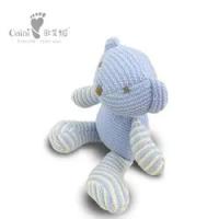 China high quality stuffed Blue Knitted Stripe Bear soft lovely plush teddy bear toys for baby and kids for sale