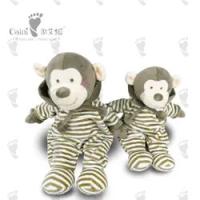 China ODM OEM Azo Free Supplier Custom Soft Monkey Dolls Toys Lovely Plush Striped Animal Toys for sale