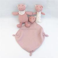 China Customized Animal Stick Rattle For Baby Soft Pig Handbell Soft Baby Toys for sale