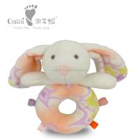 China Custom Animal Baby Soft Animal Handbell Stuffed Bear Baby Rattle for sale
