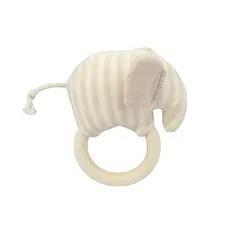 China Anti Mite Skin Friendly Wooden Newborn Rattle Teether Organic Colored Cotton Infant Educational Toy for sale