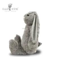 China Custom Embroidery Gray Easter Rabbit Toys Soft Long Plush Animal EN71 Stuffed Bunny Plush Toy for sale