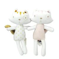 China Embroidery Logo Pattern Super Soft Stuffed Cat Toy Infant Comforter Toy Skin Friendly Chewed Lovely Plush for sale