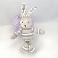 China ODM OEM Gift Custom Colorful Knitted Toy Polyester Stuffed Striped Plush Rabbit Toy for sale
