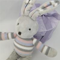 China ODM OEM Gift Custom Colorful Knitted Toy Polyester Stuffed Striped Plush Rabbit Toy for sale