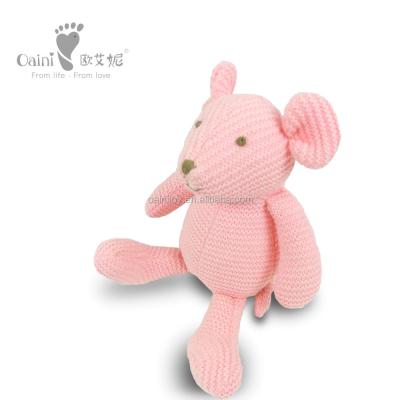 China ODM OEM Handmade Custom Mouse Toy Kids Birthday Gifts Soft Cute Stuffed Knitted Animal Toys for sale