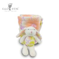 China ODM OEM Long Plush Fleece Striped  Swaddle Blanket Warm Coral Bunny Rabbit Blanket Soft Stuffed Animal Blanket for sale