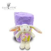 China ODM OEM Long Plush Fleece Striped  Swaddle Blanket Warm Coral Bunny Rabbit Blanket Soft Stuffed Animal Blanket for sale