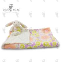 China ODM OEM Long Plush Fleece Striped  Swaddle Blanket Warm Coral Bunny Rabbit Blanket Soft Stuffed Animal Blanket for sale