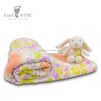 China ODM OEM Long Plush Fleece Striped  Swaddle Blanket Warm Coral Bunny Rabbit Blanket Soft Stuffed Animal Blanket for sale