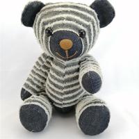 China Lovely Stuffed Plush Joint Bear Toy Gift Custom Handmade Jeans Fabric Animal Toy Blue Jean Fabric Jointed Teddy Bear Toy for sale