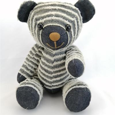 China Lovely Stuffed Plush Joint Bear Toy Gift Custom Handmade Jeans Fabric Animal Toy Blue Jean Fabric Jointed Teddy Bear Toy for sale