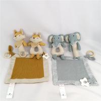 China Gift Newborn Handbell Plush Animal Stuffed Educational Musical Rattle Toy Blue Linen Elephant for sale