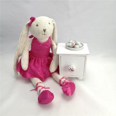 China Custom Stuffed Animal Toy Baby Comforter Plush Bunny Wearing Dress ODM OEM for sale