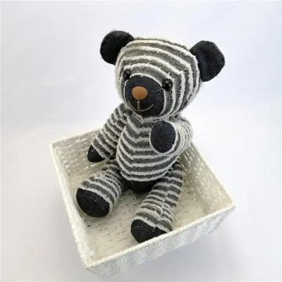China Lovely Stuffed  Plush Joint Bear Toy Custom Handmade Blue Jean Fabric Jointed Teddy Bear Toy for sale