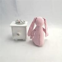China Custom Lovely Stuffed Animal Toys Long Ears Striped Cotton Soft Bunny Rabbit Plush Toys for sale