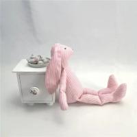 China Custom Lovely Stuffed Animal Toys Long Ears Striped Cotton Soft Bunny Rabbit Plush Toys for sale