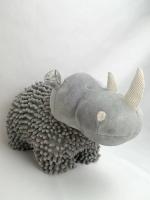 China Soft Plush Stuffed Animal Chenille And PP Cotton Filling Cute Grey Rhinoceros Toy Baby Comfort Toy for sale