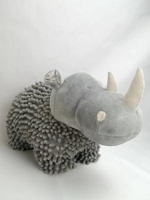 China Soft Plush Stuffed Animal Chenille And PP Cotton Filling Cute Grey Rhinoceros Toy Baby Comfort Toy for sale