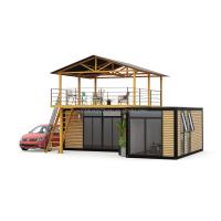 China Intelligent Modular Prefabricated Tiny House Customized Color Flat Pack Wooden Houses with Galvanized Steel Square Tubes for sale