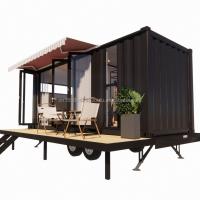 China Modern Mini Mobile Tiny Trailer Container House with Steel Frame Galvanized Steel Bending and Sandwich Panel Material Wheels for sale