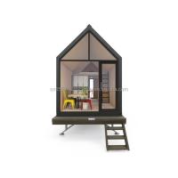 China Galvanized Steel Square Tubes Modern Triangular Wooden Container House on Wheels for Outdoor Coffee Sales and Design Style for sale
