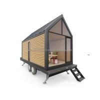 China Galvanized Steel Square Tubes Modern Triangular Wooden Container House on Wheels for Outdoor Coffee Sales and Design Style for sale