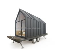 China Galvanized Steel Square Tubes Modern Triangular Wooden Container House on Wheels for Outdoor Coffee Sales and Design Style for sale