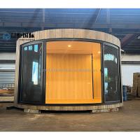 China Foldable Container Luxury Glamping Pod Cabin Prefab Wooden Houses Flat Pack Circle Home round Wood Structure 20ft/40ft for sale