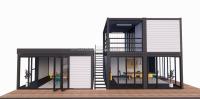 China Wall 50/75/100mm Wave Sandwich Panel Customizable 20ft Container House Combination Three Bedrooms Four Bedroom Prefab with Carport Living Apart for sale