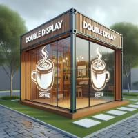 China Wall 50mm Wave Sandwich Panel Hotel Pop-up Container Coffee Restaurant Bar Cafe Kiosk Booth with Steel Prefabricated House for sale