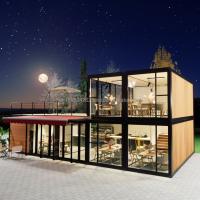 China Customized Wooden 20ft Luxury Living Prefab House 4 Bedroom Expandable Container Home Sandwich Panel Office Hotel Outdoor for sale