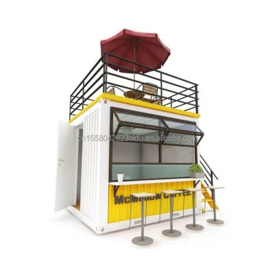 China EU 10ft Mini Pop-up Shop Container Coffee Shop Bar Fast-food Restaurant Convenience Store with 50mm Wall Wave Sandwich Panel for sale