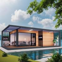 China Modern Design 20ft/40ft Prefabricated Container House with Wooden Glass House for sale