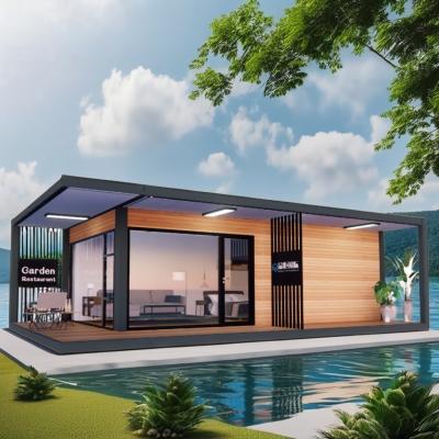 China Modern Design 20ft/40ft Prefabricated Container House with Wooden Glass House for sale
