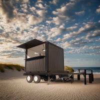 China Galvanized Steel Square Tubes Main Structure Mobile Prefabricated Container House Shop on Wheels for a Bar 20ft/40ft Size for sale