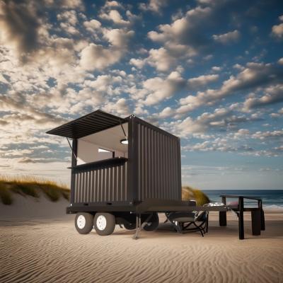 China Galvanized Steel Square Tubes Main Structure Mobile Prefabricated Container House Shop on Wheels for a Bar 20ft/40ft Size for sale