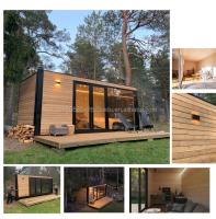 China Wooden Foundation Tiny House on Steel Structure Container House Portable Prefab Modern Design for Hotel for sale