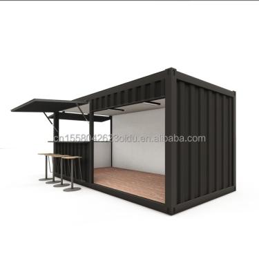 China 20ft Steel Frame Prefabricated Food Booth Container with Aluminum Windows and Galvanized Steel Bending for sale