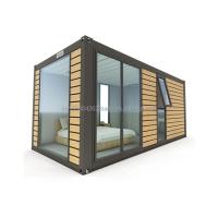 China 20ft Modern Prefabricated Steel Container House Wooden Color Living Prefab Residential Tiny House Couple Hotel Room for sale